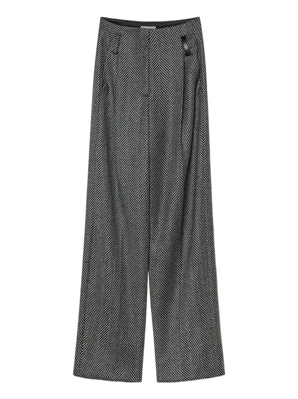 FORTE_FORTE High-rise Chevron Patterned Trousers - Antracite