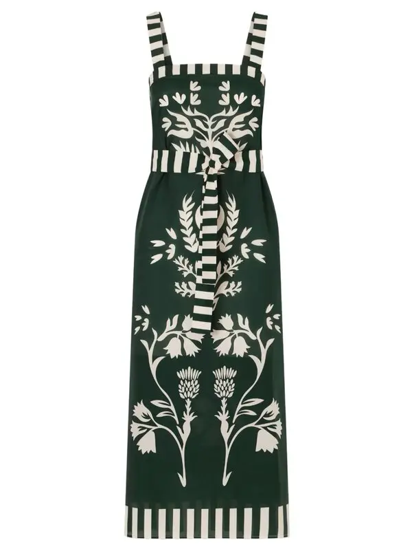 ERES Floral-print Striped Midi Dress - Black