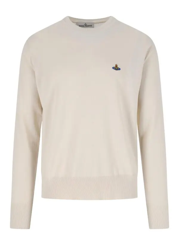VIVIENNE WESTWOOD Orb Logo Knitted Sweater - White