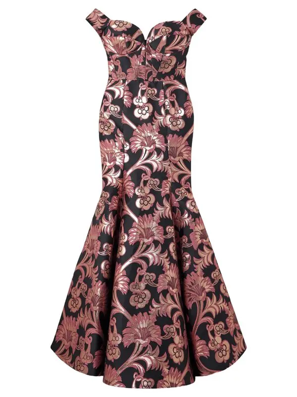 Etro Off-the-shoulder Jacquard Maxi Dress - Black