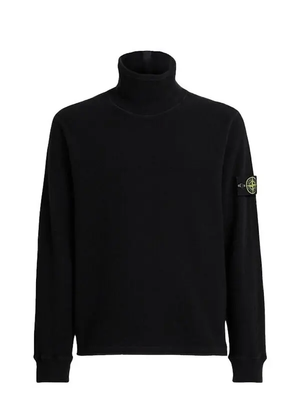 Stone Island Ribbed Wool Nylon Sweatshirt - Black