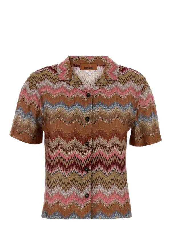 Missoni Chevron Patterned Short-sleeve Shirt - Brown
