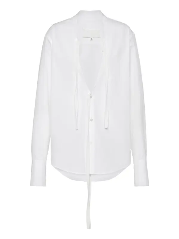 MAISON MARGIELA Tie-detail Poplin Shirt - White