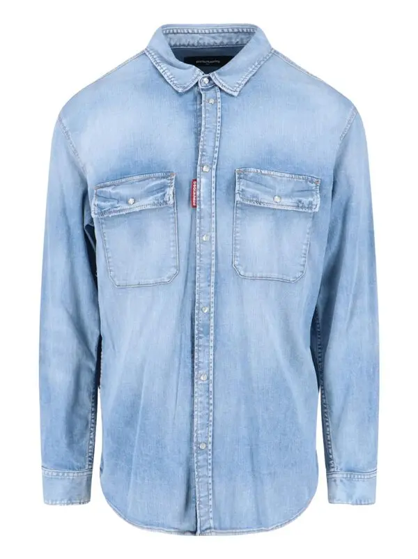 Dsquared2 Long Sleeved Denim Shirt - Light Blue