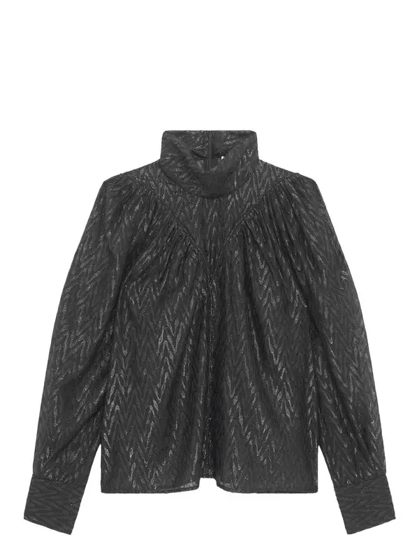 IRO PARIS High Collar Lurex Blouse - Black