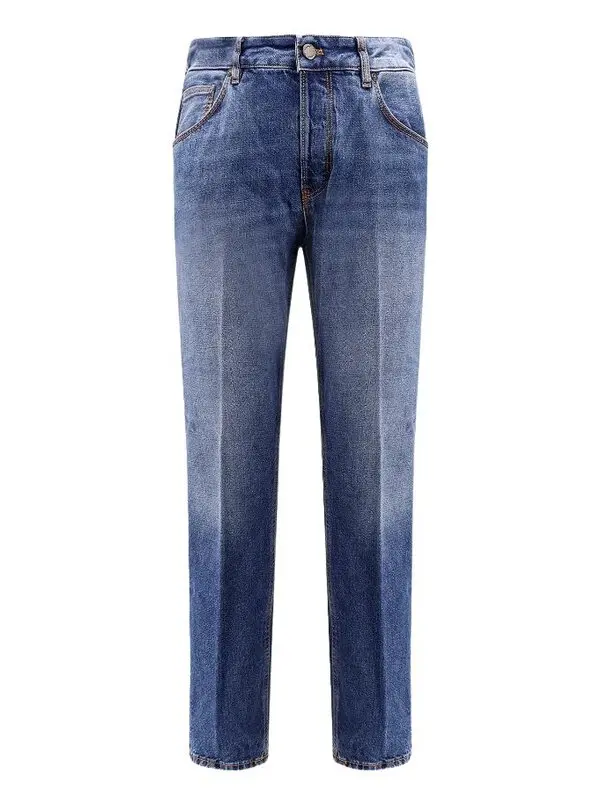 PT TORINO Tapered Jeans With Logo Patch - Blue