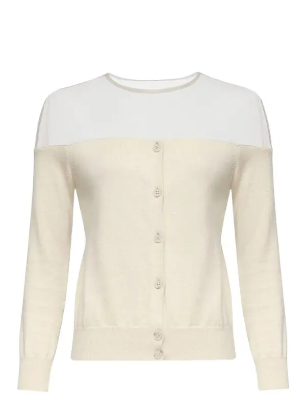 MAISON MARGIELA Sheer Panel Buttoned Cardigan - Pink Beige Dark Gray