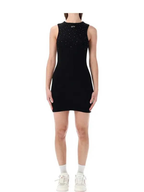 Off-White Logo Detailed Sleeveless Mini Dress - Black