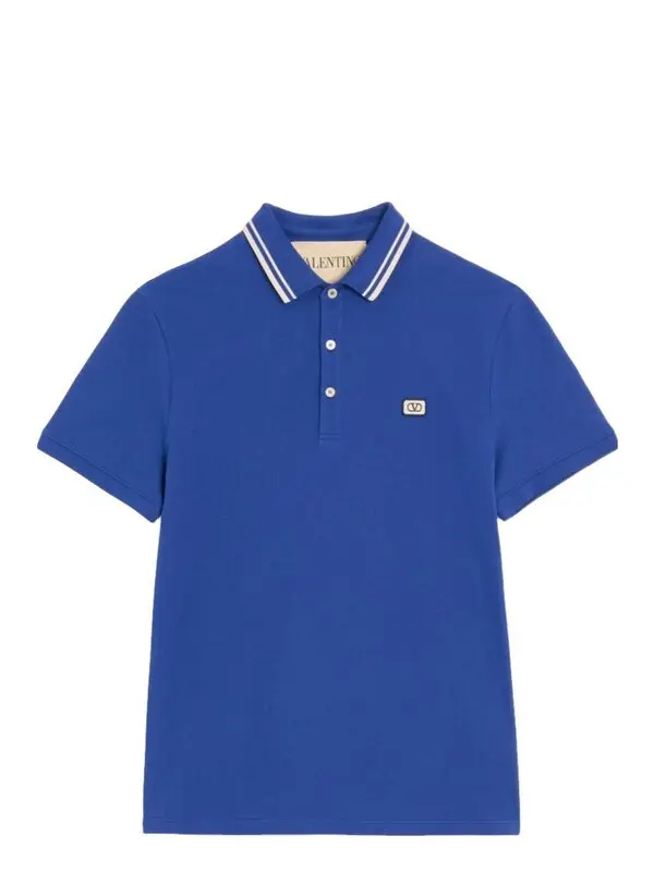 Valentino Garavani Logo Embroidered Short-sleeved Polo Shirt - Blue