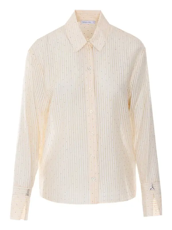 Patrizia Pepe Striped Embellished Fluid Shirt - White