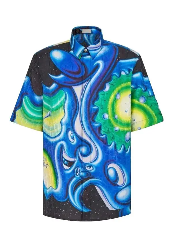 Dior X Kenny Scharf Graphic Printed Short Sleeve Shirt - Blue