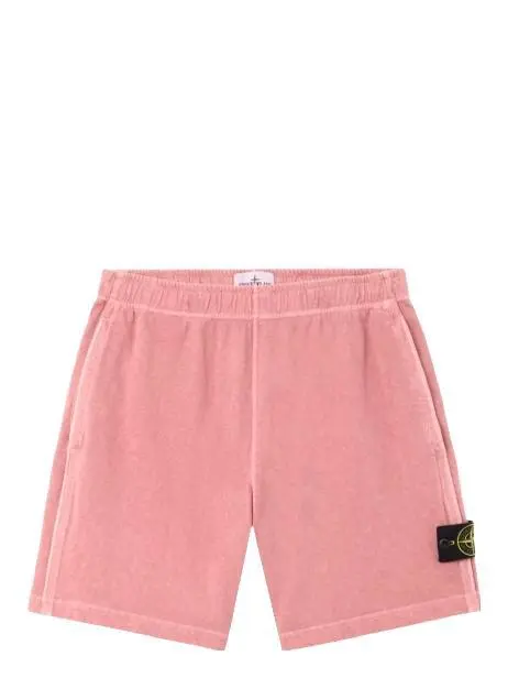 Stone Island Logo Patch Old Effect Shorts - Oleander