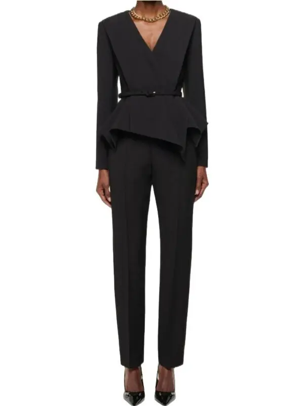 Roland Mouret Asymmetrical Peplum Blazer - Black