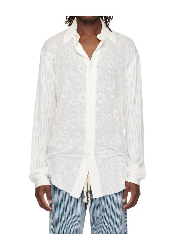 EDWARD CUMING Kitchen Curtain Jacquard Shirt - White