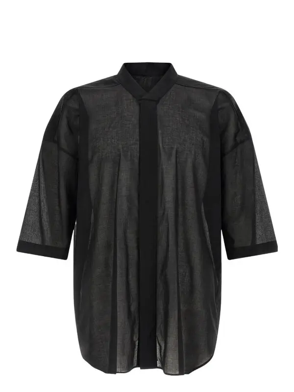 Rick Owens Jumbo Faun High-neck Short-sleeve Shirt - Black