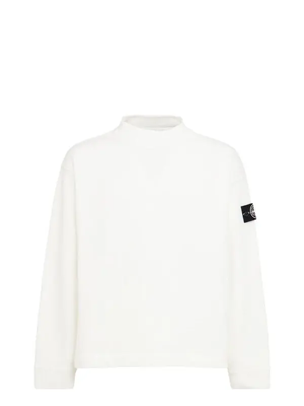 Stone Island High Neck Fleece Sweatshirt With Logo Patch - White