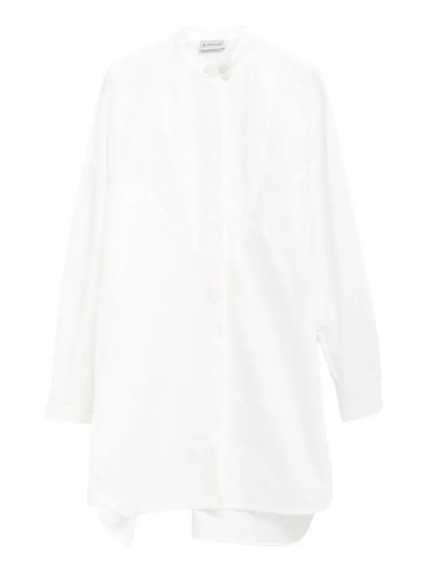 Moncler San Gallo Poplin Shirt With Openwork Embroidery - Optical White