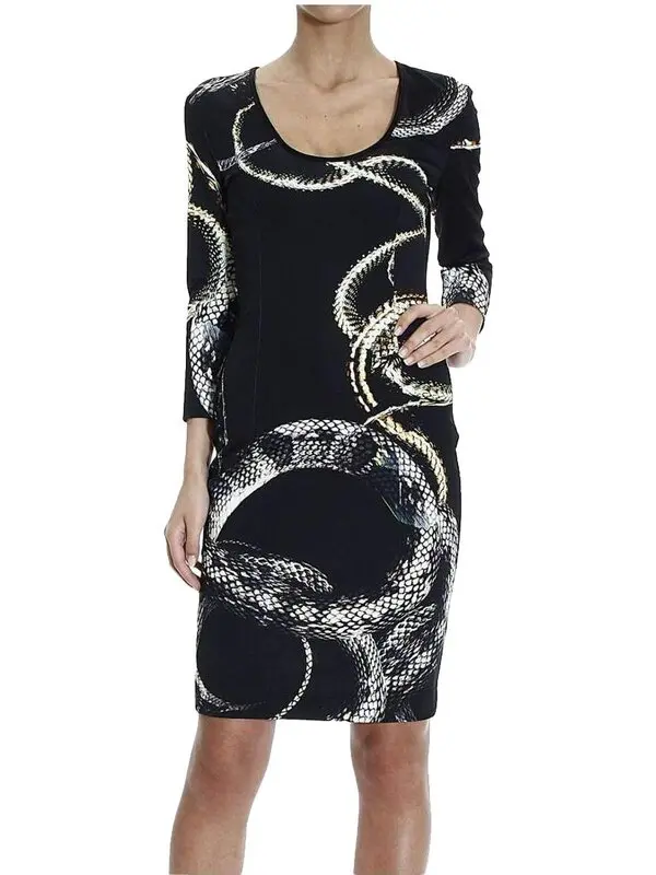 Just Cavalli Printed Snake Pattern Dress - Black