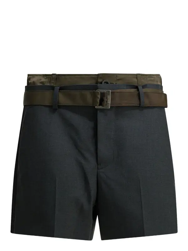 Sacai Buckled Belted Shorts - Grey