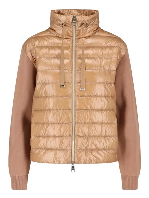 Herno Quilted Panel Jacket With Drawstring Details - Nude