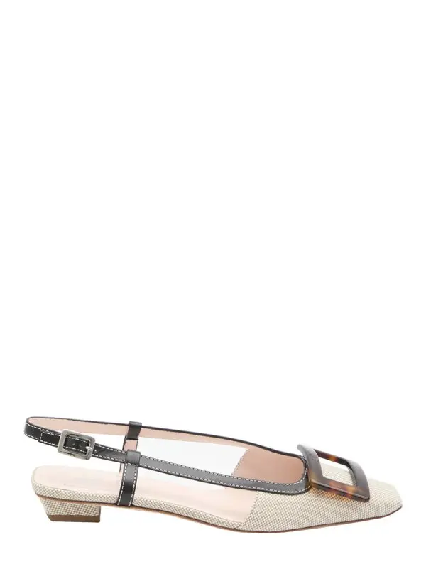 ROGER VIVIER Belle Vivier Slingback Ballet Flats With Tortoiseshell Buckle - Nude