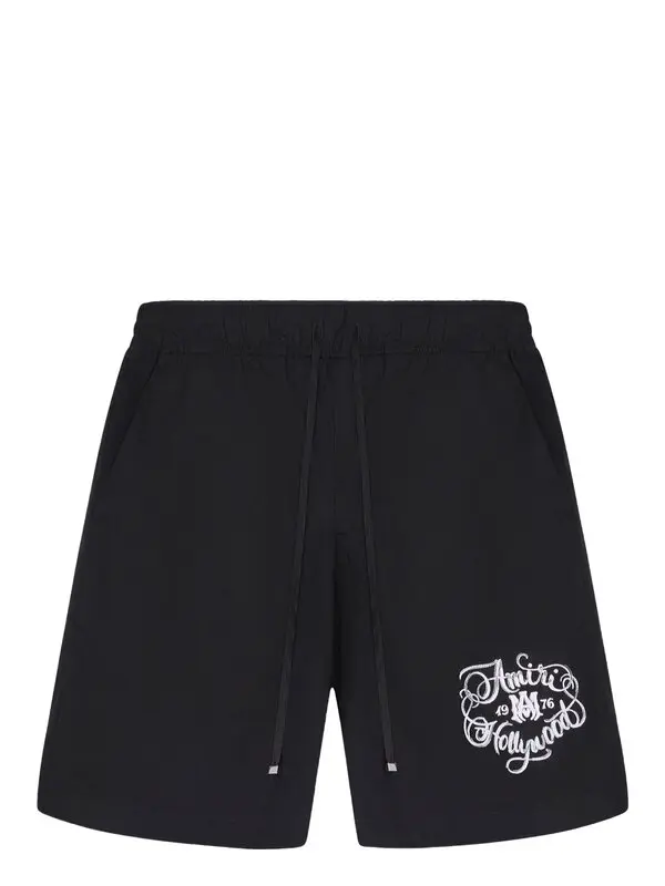 Amiri Elasticated Waist Shorts With Logo Detail - Black