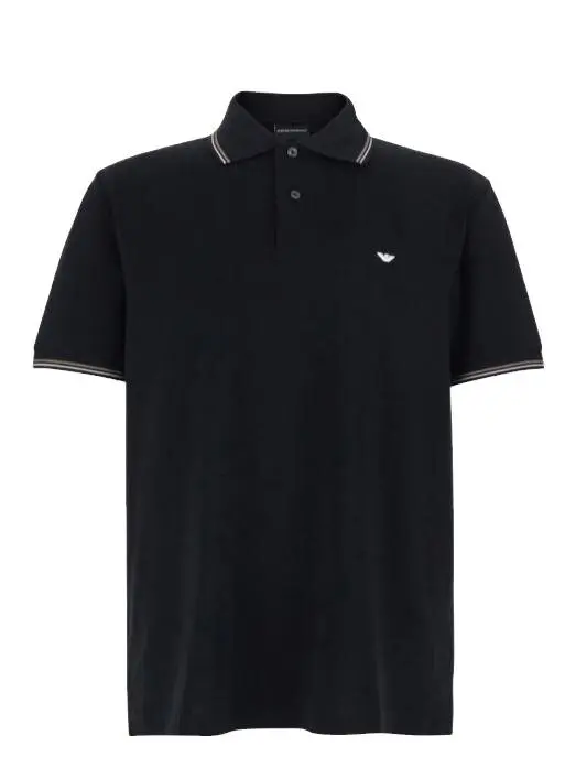 Emporio Armani Button Detailed Short-sleeved Polo Shirt - Black