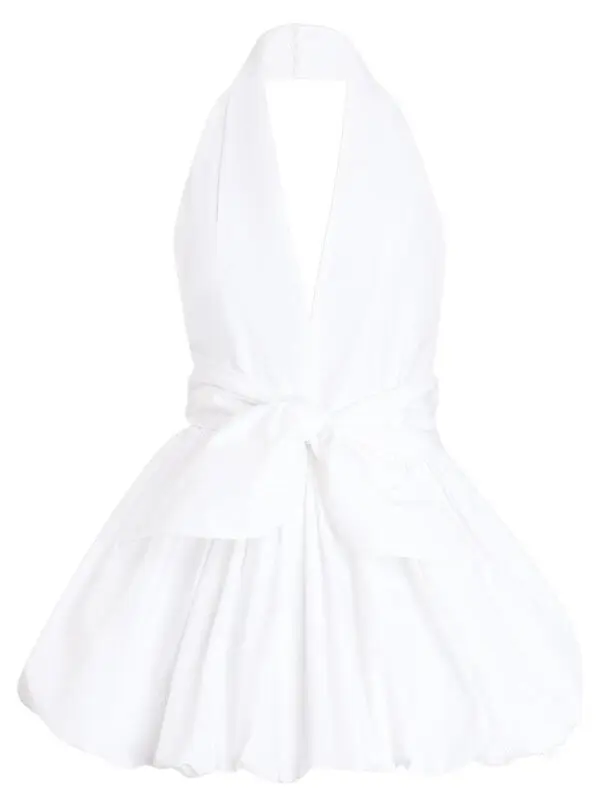 PATOU Halterneck Bow Mini Dress - White