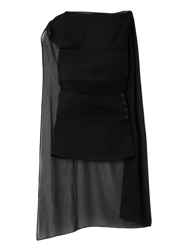 Proenza Schouler Asymmetrical Chiffon Shirt With Shawl Effect - Black