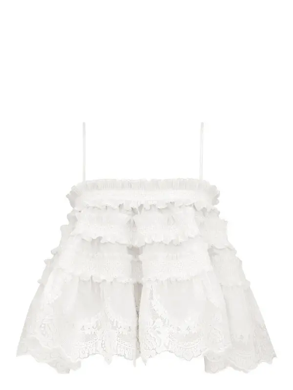 Zimmermann Alchemy Shirred Lace Bandeau Top - White