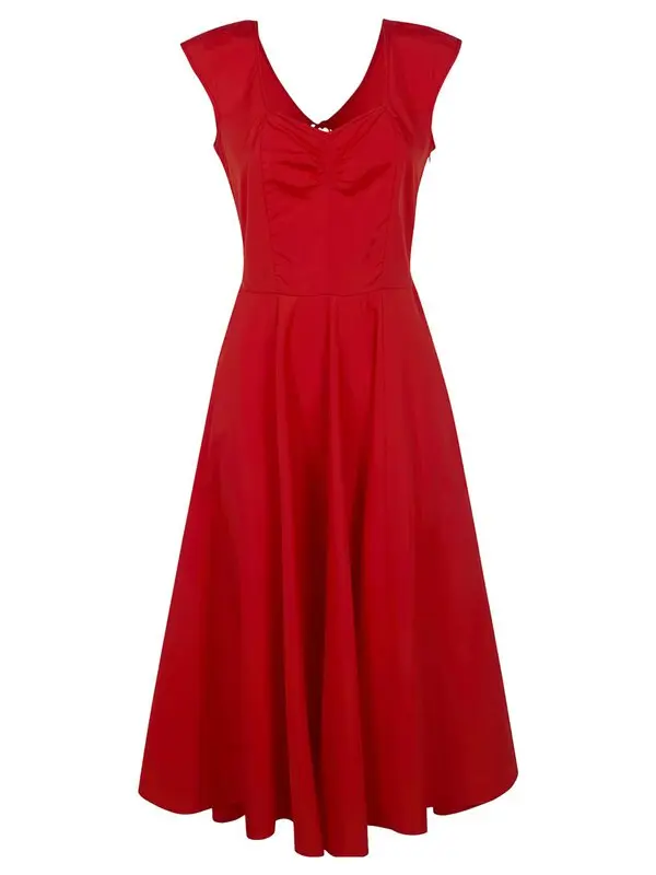 Aspesi Open Back Dress With V-neck And Tie-up Detail - Red