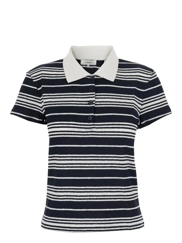 FRAME Short-sleeved Striped Polo Shirt - Black