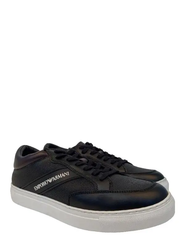 Emporio Armani Logo Detail Lace-up Sneakers - Black