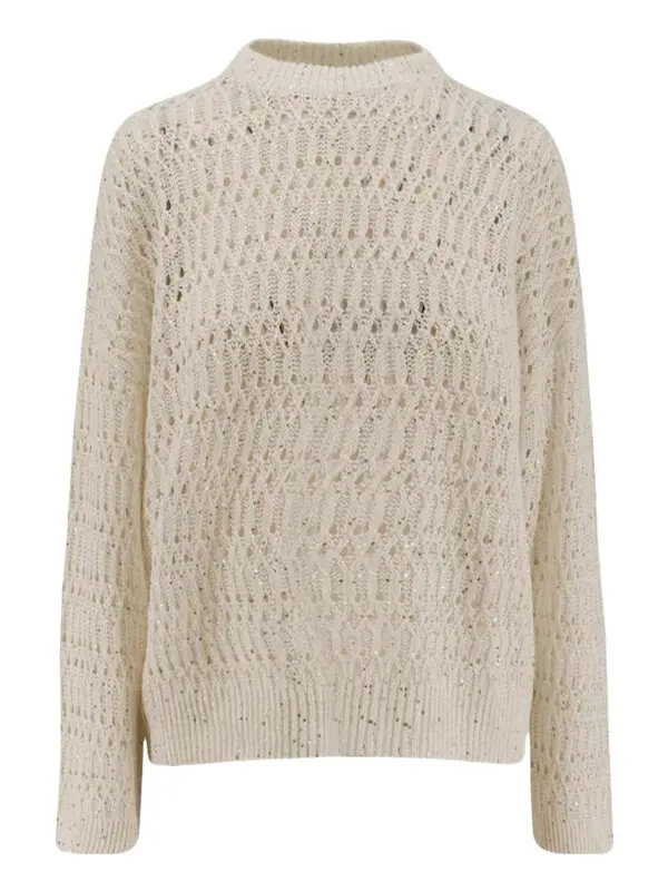 Brunello Cucinelli Crochet Crewneck Jumper - Beige