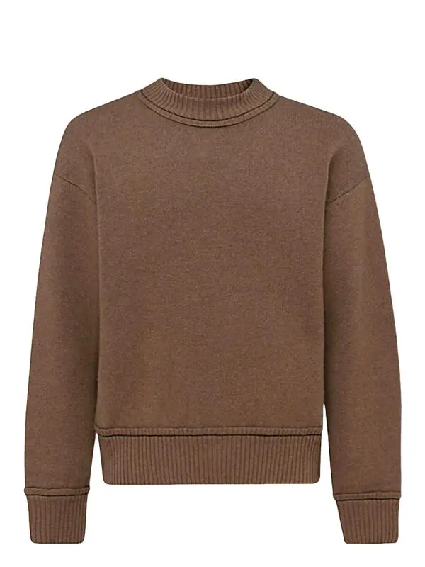 Sacai Crew Neck Logo Plaque Jumper - Brown