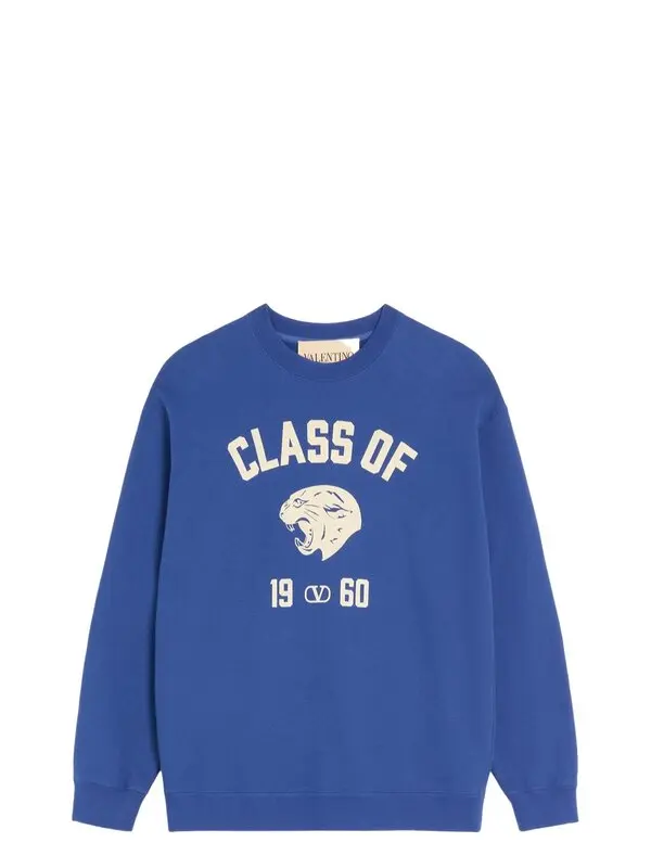 Valentino Garavani Animal Printed Crewnek Sweatshirt - Lake Blue/beige