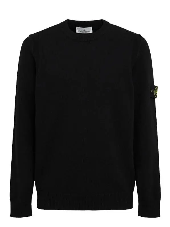 Stone Island Wool Blend Crewneck Sweater - Black