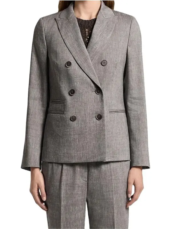 Peserico Double-breasted Blazer With Notched Lapels - Gray