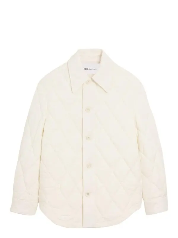 Ami Padded Quilted Buttoned Jacket - White Cream