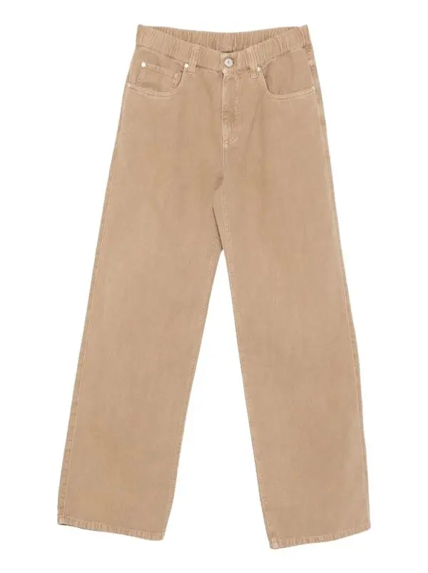 Brunello Cucinelli Garment-dyed Wide-leg Trousers - Nude