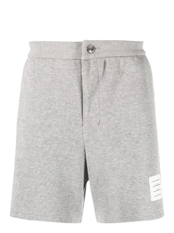 Thom Browne Cotton Jersey Lounge Shorts With Signature Stripes - Gray