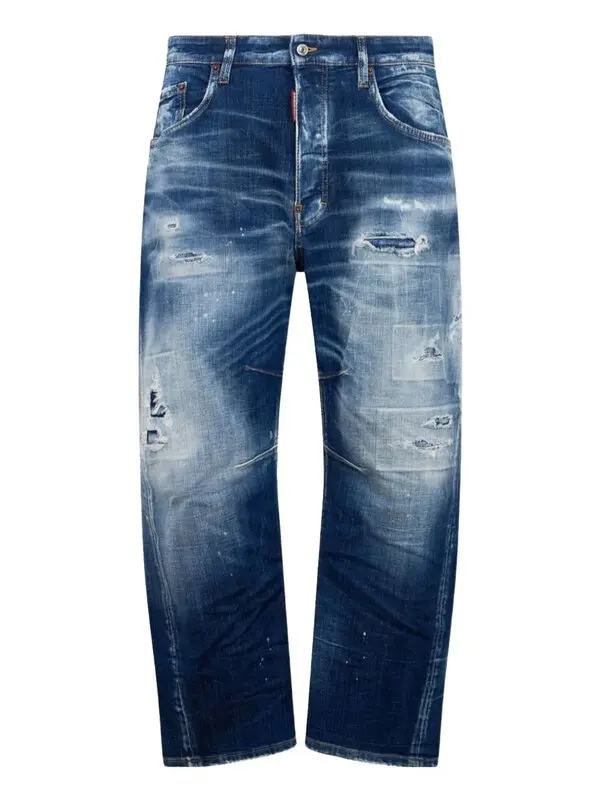 Dsquared2 Distressed Stretch Cotton Denim Jeans - Blue