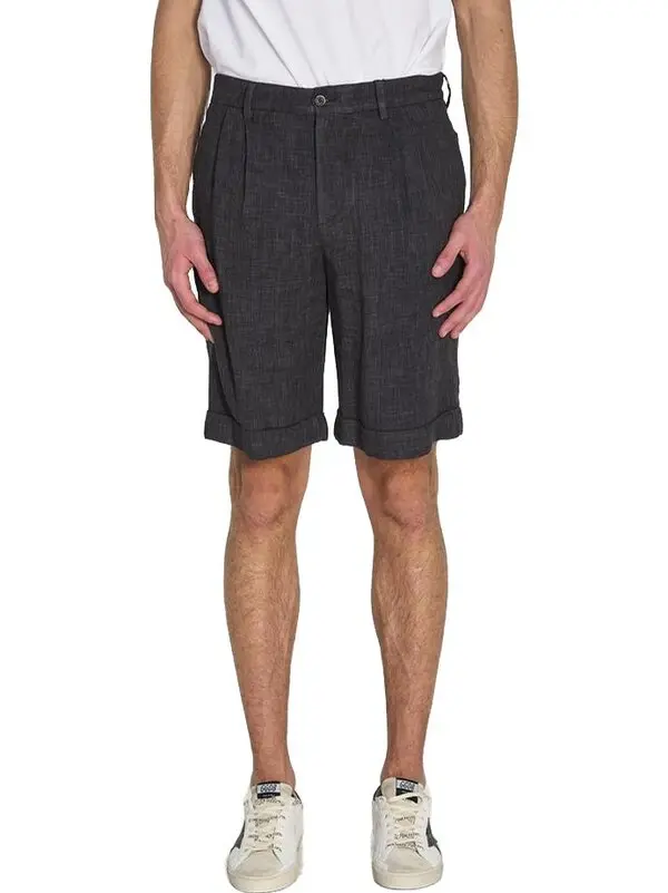 Barena Venezia Mid-rise Bermuda Shorts With Wide Leg - Black