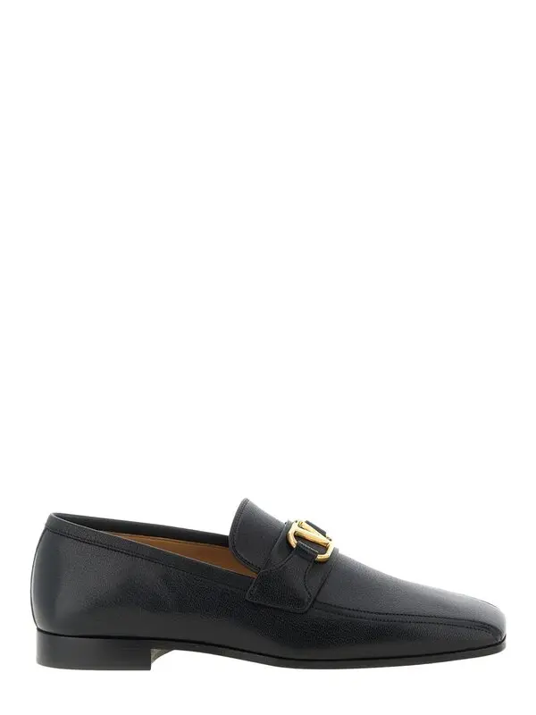 Valentino Garavani Vlogo Signature Square Toe Loafers - Black