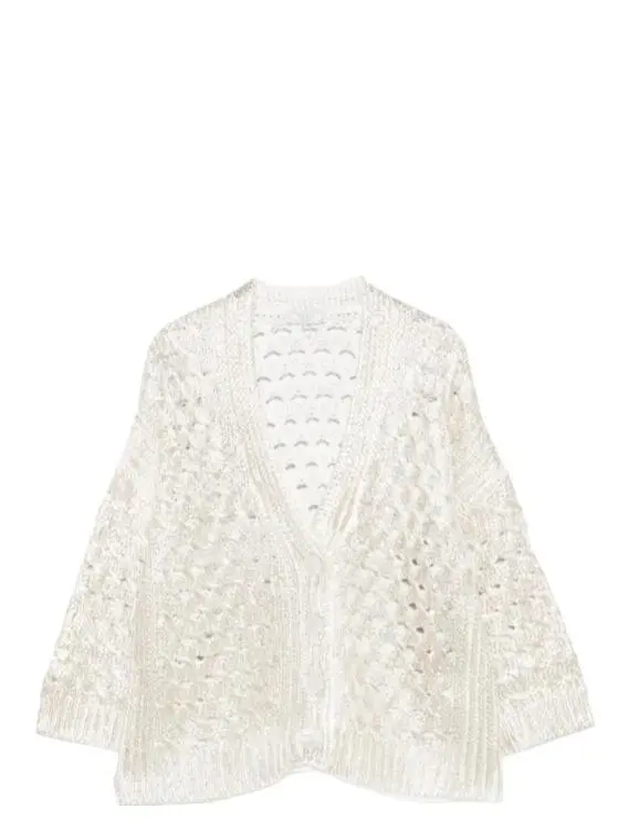 Peserico V-neck Cardigan With Drop Shoulder - White