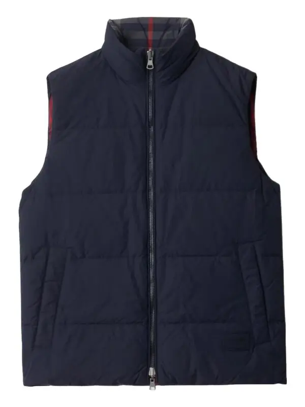Burberry Reversible Check Nylon Puffer Gilet - Navy