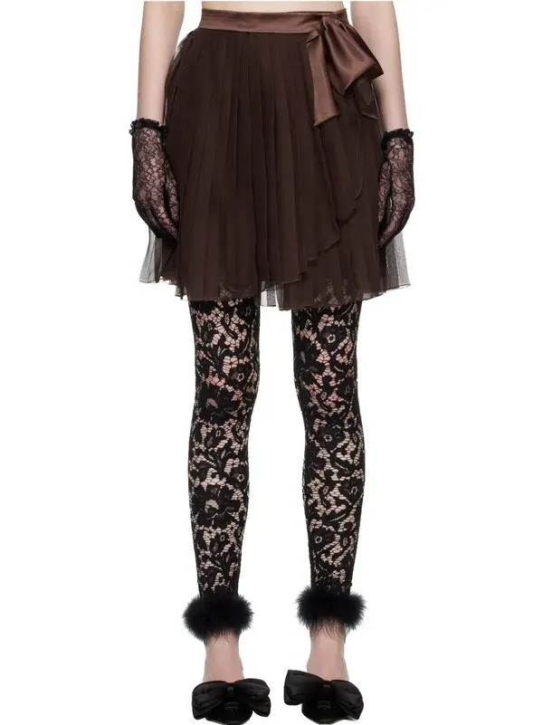 Valentino Garavani Pleated Midi Skirt With Satin Waistband - Dark Chocolate