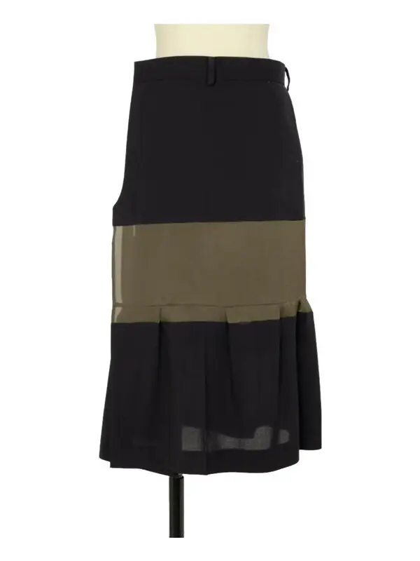 Sacai Patchwork Suiting Skirt - Navy Blue  Khaki