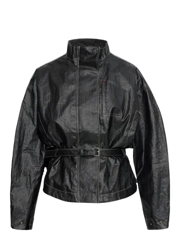Jacquemus Belted Jacket With Stand Collar - Black