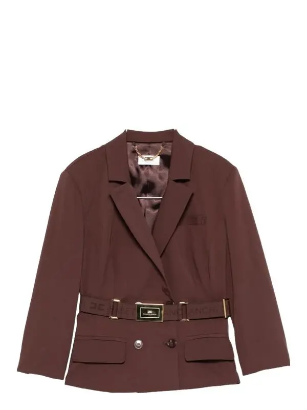Elisabetta Franchi Belted Double-breasted Blazer - Red